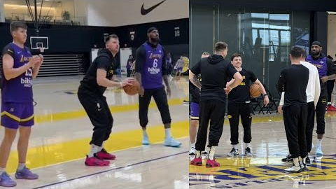 Luka Doncic gets shots up with LeBron James and Reaves at first Lakers ...